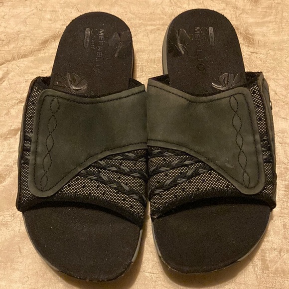 Merrell | Shoes | Merrell Lilyfern Sandals Black Nubuck Suede Leather ...